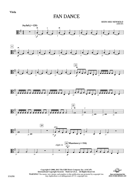 Fan Dance - Viola" Sheet Music for String Orchestra - Sheet Music Now