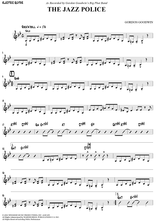 The Jazz Police - Electric Guitar" Sheet Music by Gordon Goodwin's Big Phat Band for Jazz ...