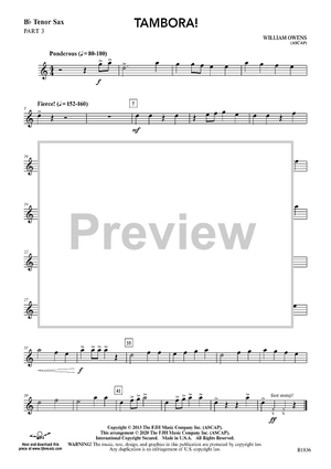 Tambora! - Bb Tenor Sax Part 3" Sheet Music for Concert Band - Sheet ...