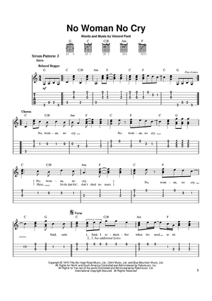 No Woman No Cry" Sheet Music by Bob Marley for Easy Guitar Tab - Sheet ...