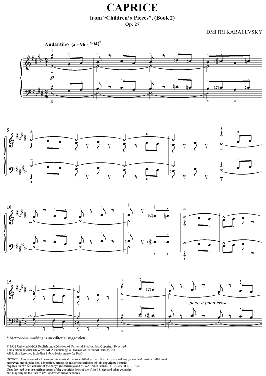 Caprice" Sheet Music for Piano Solo - Sheet Music Now