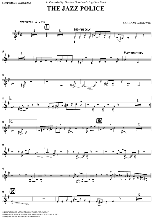 The Jazz Police - E-flat Baritone Saxophone" Sheet Music by Gordon Goodwin's Big Phat Band for ...