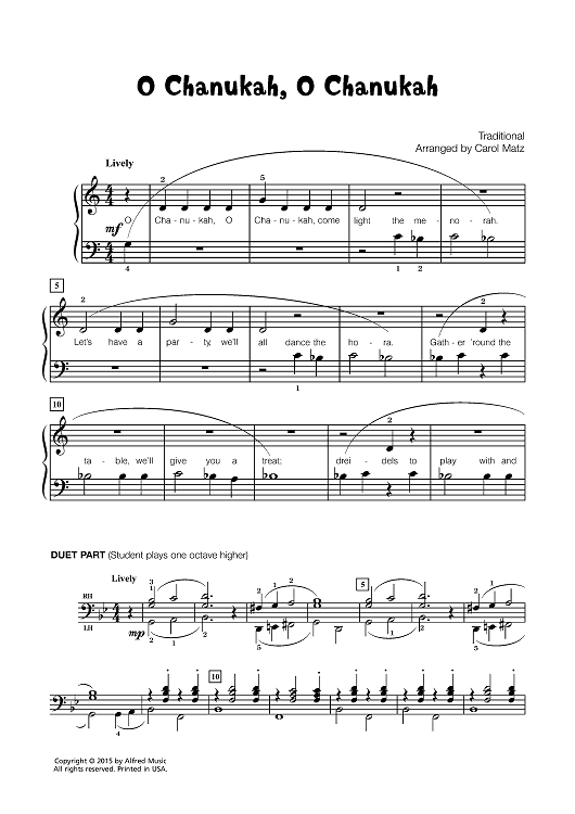 O Chanukah, O Chanukah" Sheet Music for Piano - Sheet Music Now