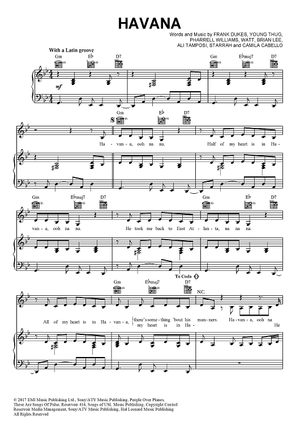 Havana" Sheet Music by Camila Cabello for Piano/Vocal/Chords - Sheet ...