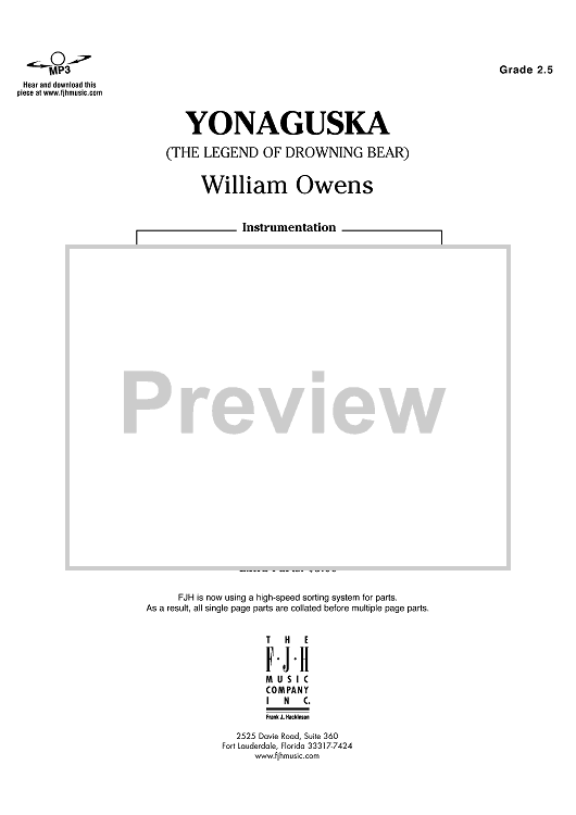 Yonaguska (The Legend of Drowning Bear) - Score" Sheet Music for ...