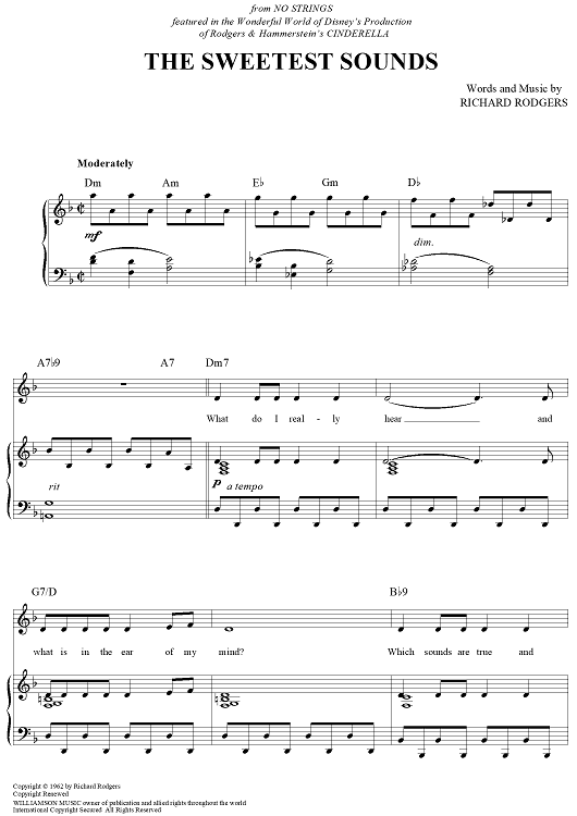 The Sweetest Sounds" Sheet Music by Richard Rodgers for Piano/Vocal ...