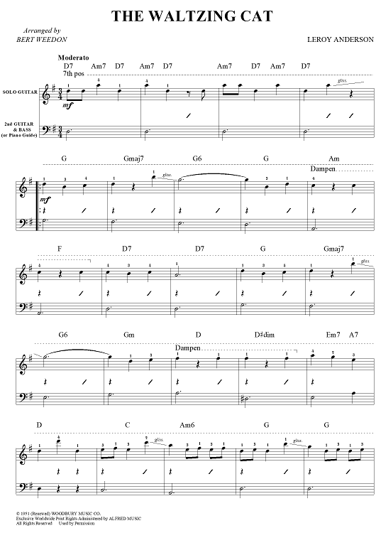 The Waltzing Cat" Sheet Music for Guitars/Bass - Sheet Music Now
