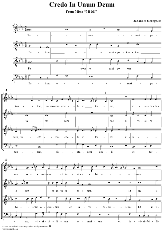 Credo In Unum Deum - From Missa "Mi-Mi"" Sheet Music for Mixed Chorus ...