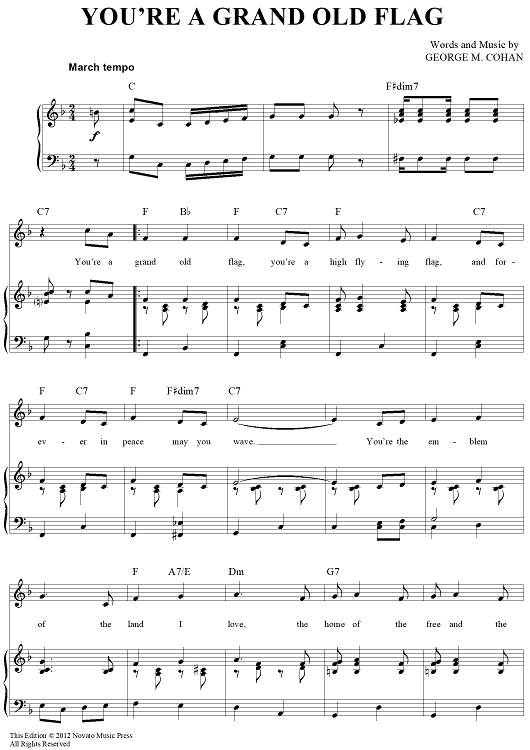 You're A Grand Old Flag" Sheet Music for Piano/Vocal/Chords - Sheet ...