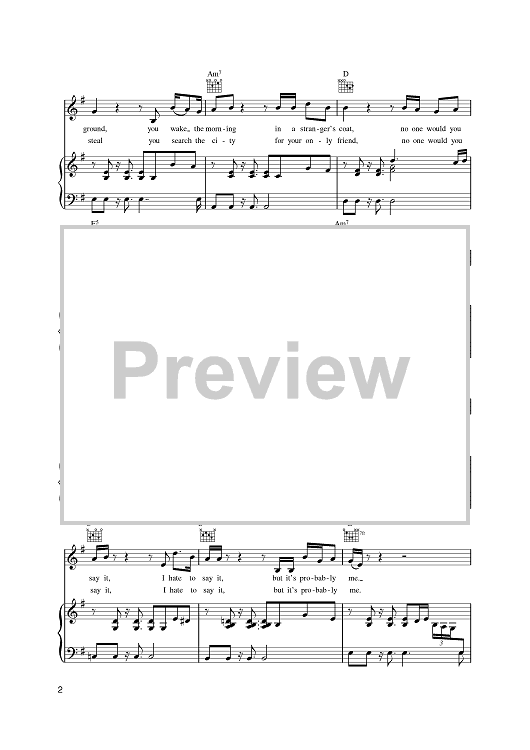 It's Probably Me" Sheet Music by Sting for Piano/Vocal/Chords - Sheet ...