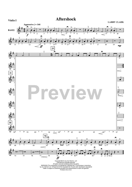 Aftershock - Violin 1" Sheet Music for Orchestra - Sheet Music Now