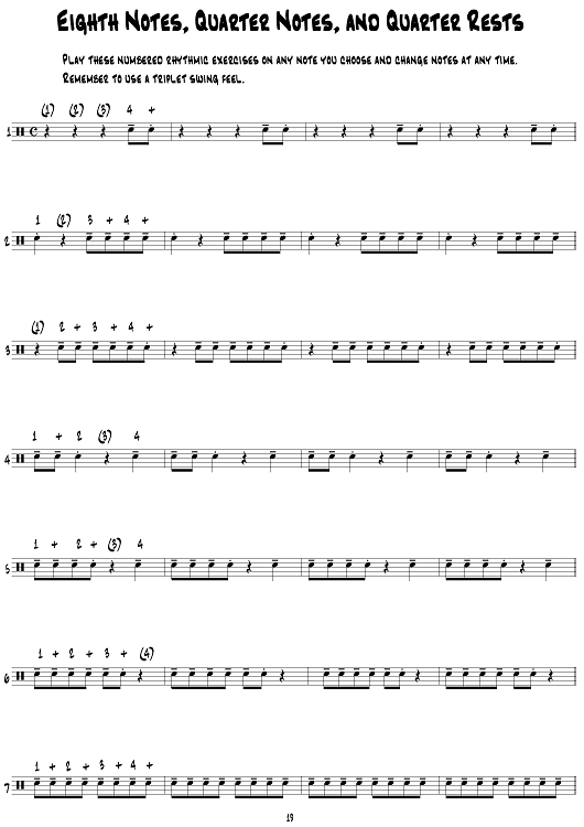 Eighth Notes, Quarter Notes, and Quarter Rests" Sheet Music for Jazz ...
