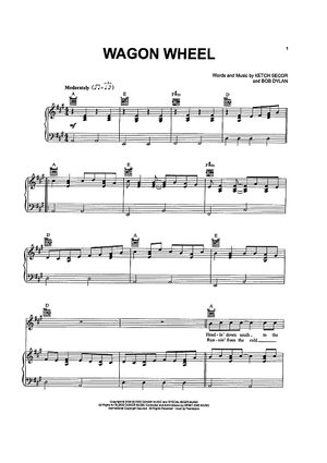 Wagon Wheel" Sheet Music by Darius Rucker for Piano/Vocal/Chords ...