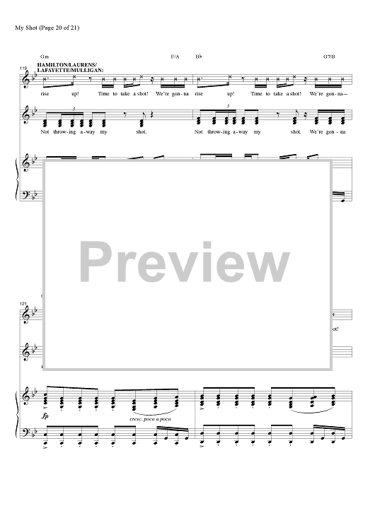 My Shot" Sheet Music for Piano/Vocal/Chords - Sheet Music Now