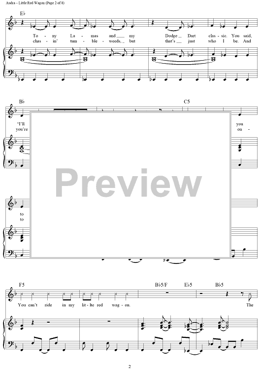 Little Red Wagon" Sheet Music by Miranda Lambert for Piano/Vocal/Chords ...