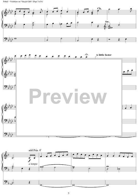 Variations On "Simple Gifts"" Sheet Music for Organ Solo - Sheet Music Now