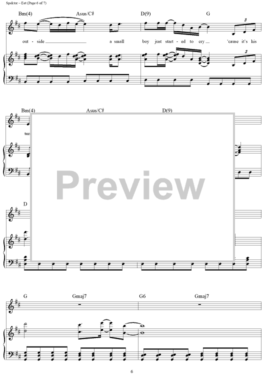 Eet" Sheet Music by Regina Spektor for Piano/Vocal/Chords - Sheet Music Now