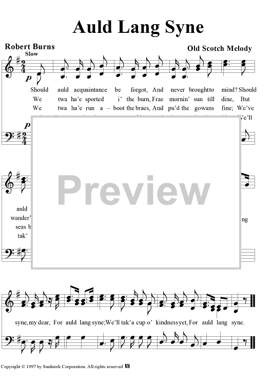 Auld Lang Syne" Sheet Music for Four-part Mixed Chorus - Sheet Music Now