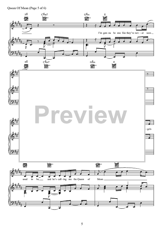 Queen of Mean - from Descendants 3" Sheet Music for Piano/Vocal/Chords ...