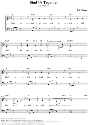 Bind Us Together" Sheet Music for Piano/Vocal/Chords - Sheet Music Now