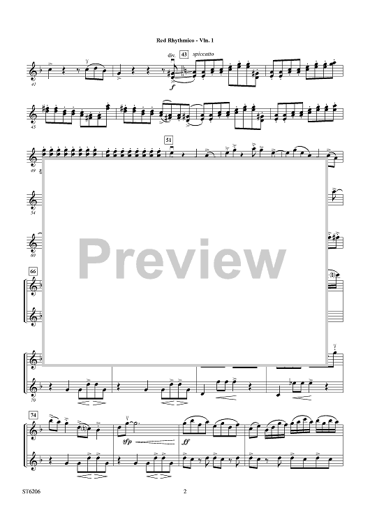 Red Rhythmico - Violin 1" Sheet Music for Orchestra - Sheet Music Now