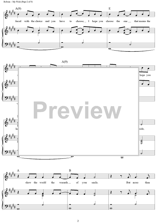 My Wish" Sheet Music by Rascal Flatts for Piano/Vocal/Chords - Sheet ...