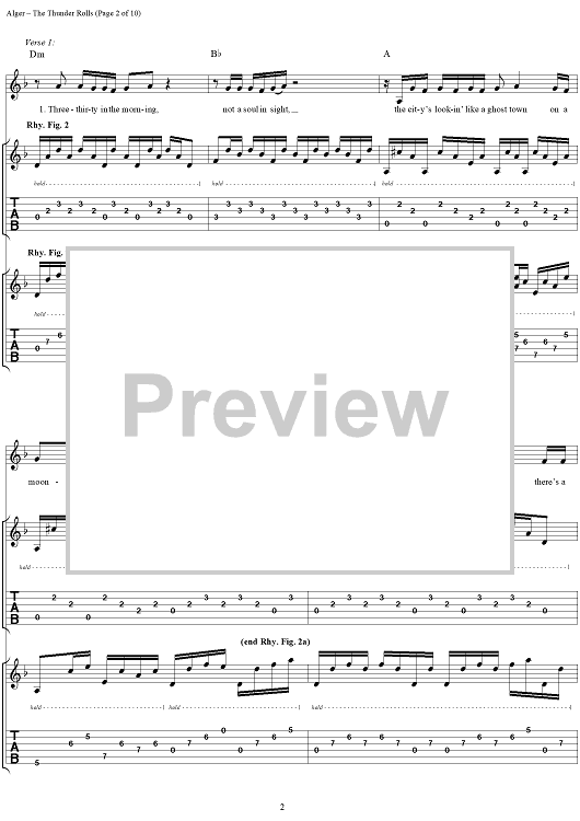 The Thunder Rolls" Sheet Music by Garth Brooks for Guitar Tab/Vocal - Sheet Music Now