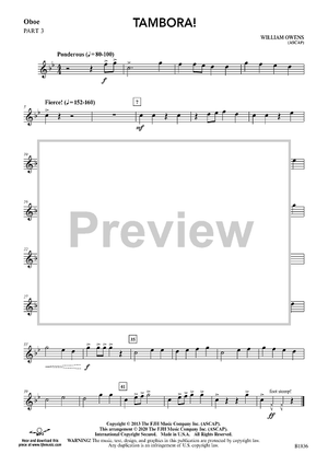 Tambora! - Oboe Part 3" Sheet Music for Concert Band - Sheet Music Now