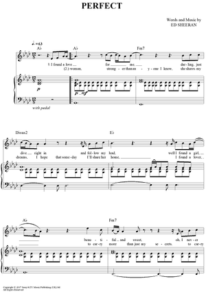 Perfect" Sheet Music by Ed Sheeran for Piano/Vocal/Chords - Sheet Music Now