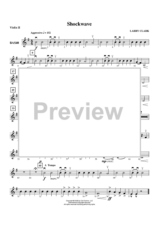 Shockwave - Violin 2" Sheet Music for Orchestra - Sheet Music Now