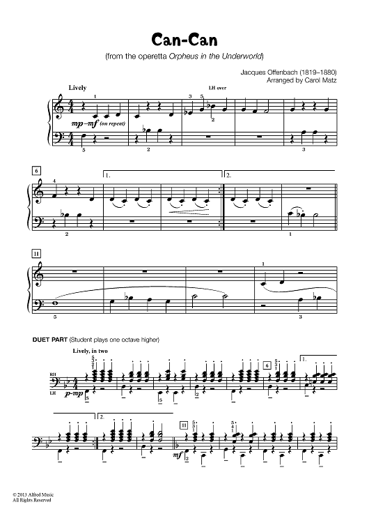 Can-Can (from the operette Orpheus in the Underworld)" Sheet Music for ...