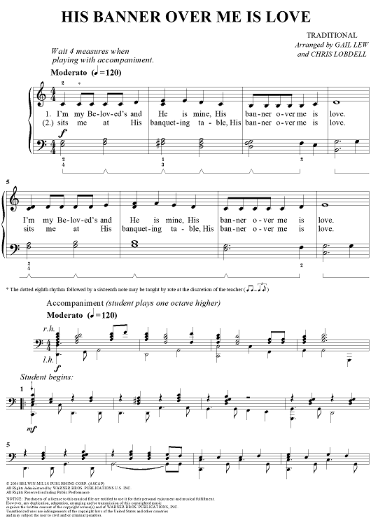 His Banner Over Me Is Love" Sheet Music for Easy Piano/Vocal - Sheet ...