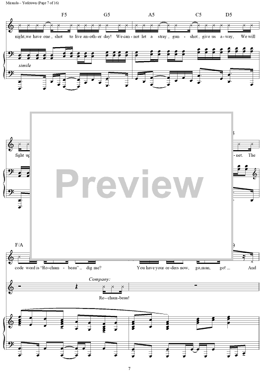 Yorktown (The World Turned Upside Down) from Hamilton" Sheet Music for ...