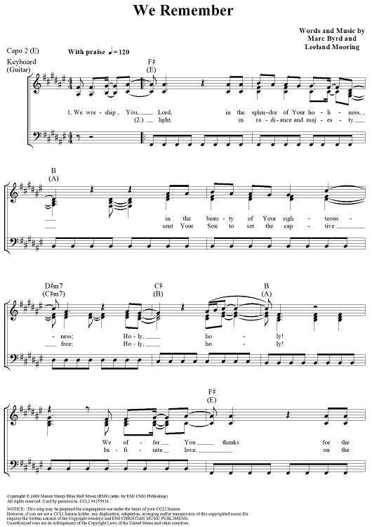 We Remember" Sheet Music by Leeland for Piano/Vocal/Chords - Sheet ...