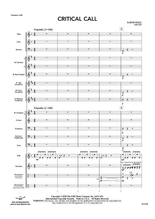 Critical Call - Score" Sheet Music for Concert Band - Sheet Music Now
