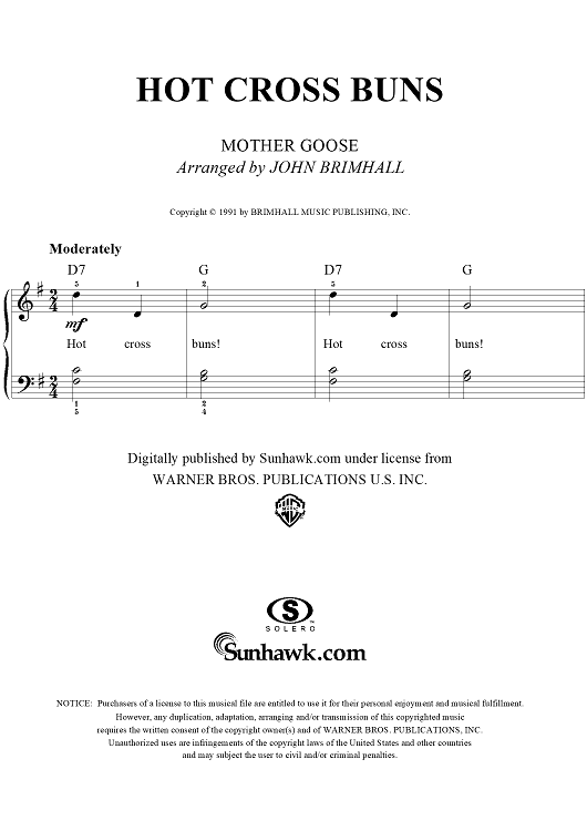 Hot Cross Buns" Sheet Music for Easy Piano/Vocal - Sheet Music Now