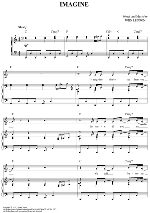 Imagine" Sheet Music by John Lennon for Piano/Vocal/Chords - Sheet ...
