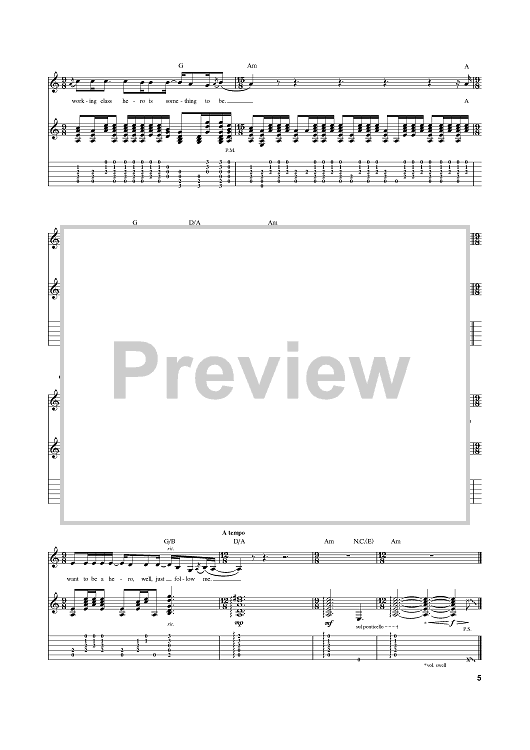 Working Class Hero" Sheet Music by John Lennon for Guitar Tab - Sheet ...