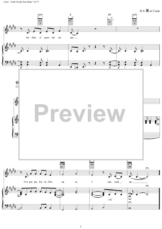 Soak Up the Sun" Sheet Music by Sheryl Crow for Piano/Vocal/Chords - Sheet Music Now