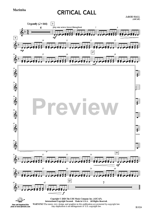 Critical Call - Marimba" Sheet Music for Concert Band - Sheet Music Now