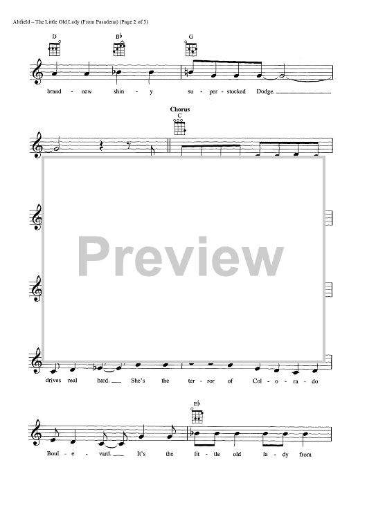 The Little Old Lady (From Pasadena)" Sheet Music by Jan and Dean for Ukulele/Vocal - Sheet Music Now