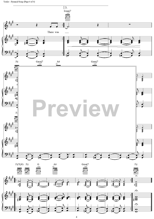 Pyramid Song" Sheet Music by Radiohead for Piano/Vocal/Chords - Sheet ...