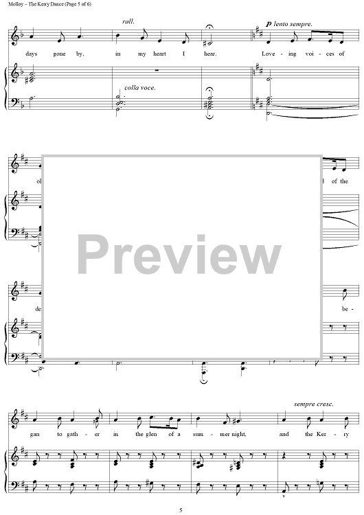 The Kerry Dance" Sheet Music for Piano/Vocal/Chords - Sheet Music Now