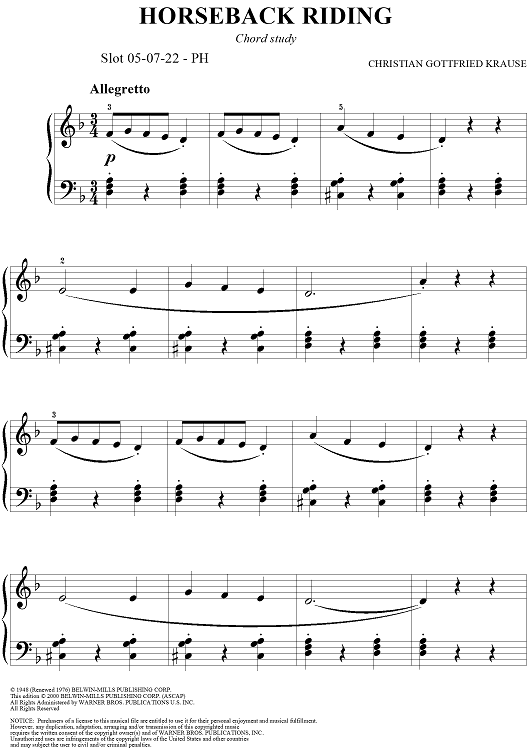 Horseback Riding" Sheet Music for Easy Piano - Sheet Music Now
