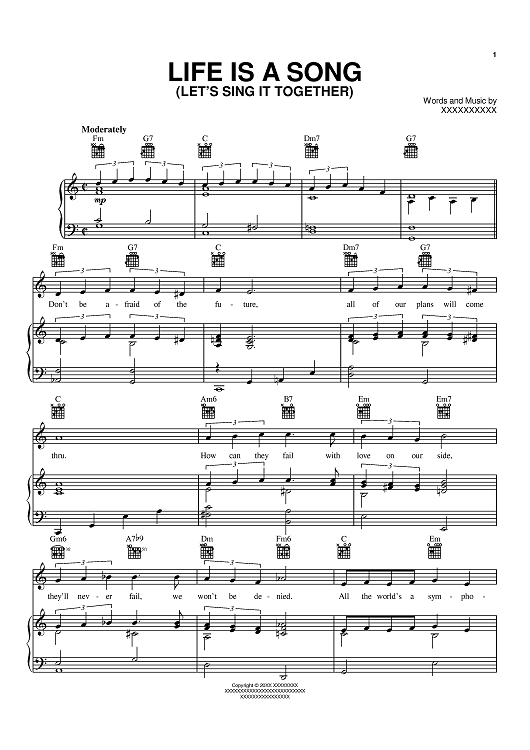 Life Is A Song (Let's Sing It Together)" Sheet Music for Piano/Vocal ...