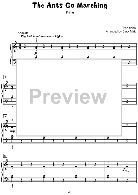 The Ants Go Marching" Sheet Music for 1 Piano, 4 Hands - Sheet Music Now
