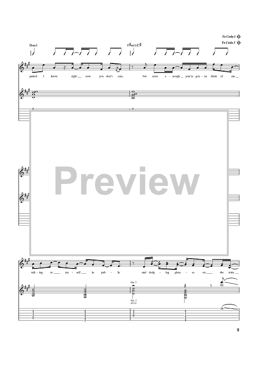 Unwell" Sheet Music by Matchbox Twenty for Guitar Tab - Sheet Music Now