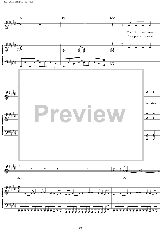 Time Stand Still" Sheet Music by Rush for Piano/Vocal/Chords - Sheet ...