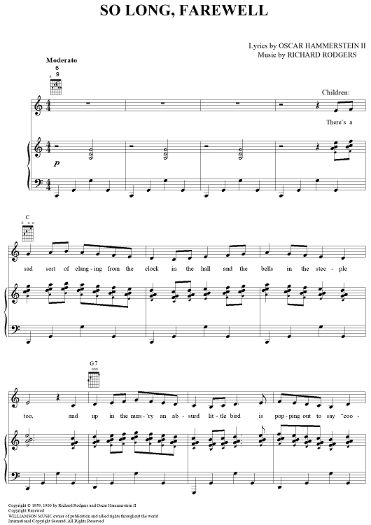 So Long, Farewell" Sheet Music for Piano/Vocal/Chords - Sheet Music Now