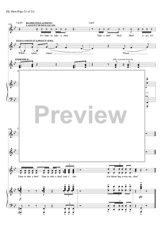 My Shot" Sheet Music for Piano/Vocal/Chords - Sheet Music Now